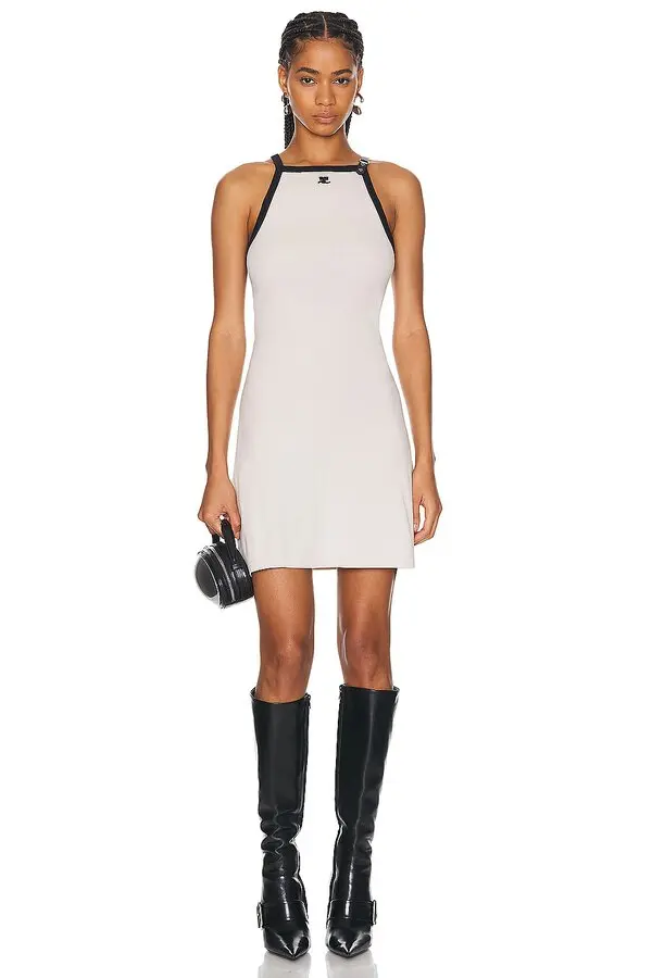 Courreges Buckle Contrast Dress In Lime Stone & Black - 64